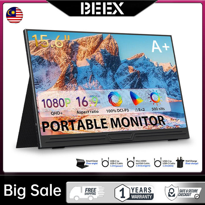 BEEX Cheap 14/15.6 Inch 60Hz Portable Monitor 1080P FHD With USB C HDMI ...