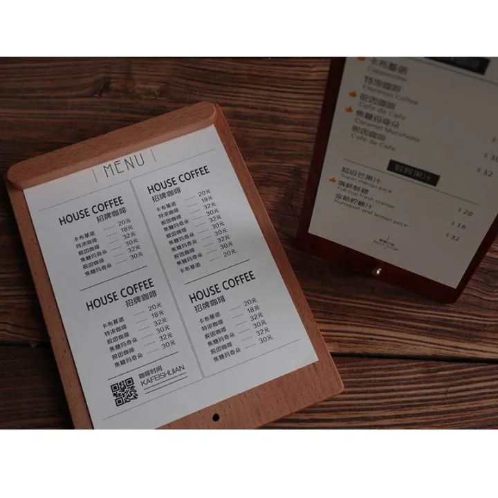 Lingkui solid wood display brand western restaurant coffee menu clip ...