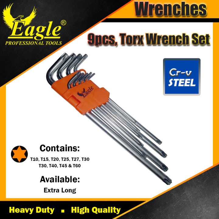 Eagle 9 PCS Torx Extra Long Arm Allen Hex Key Set (T10/T15/T20/T25/T27 ...
