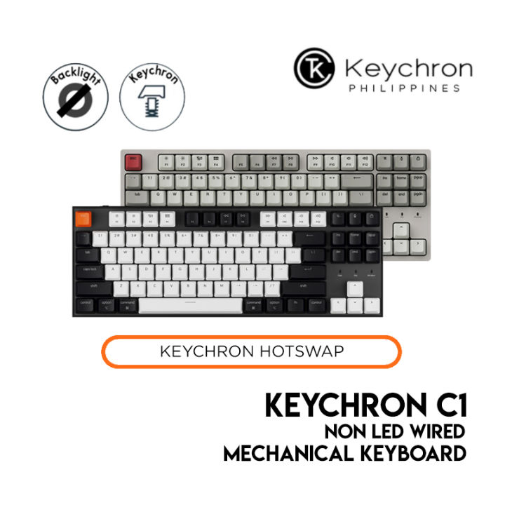 Keychron C1 Mechanical Keyboard (TKL, Wired, Non-LED, Gateron, Hot-Swap ...