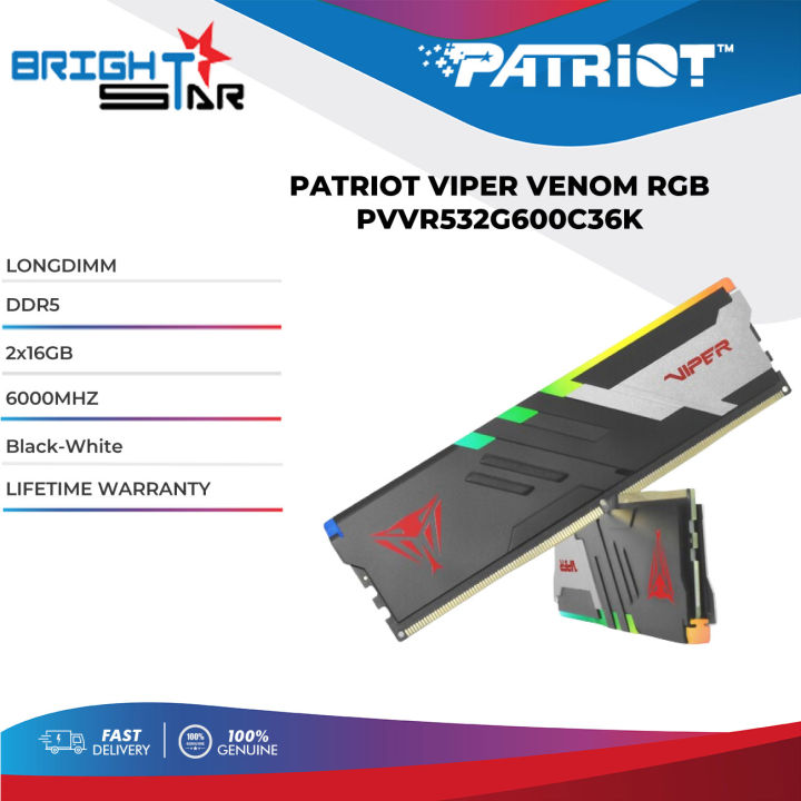 PATRIOT Viper Venom RGB DDR5 Memory 32GB(16x2) - 6000Mhz/6200Mhz | Lazada