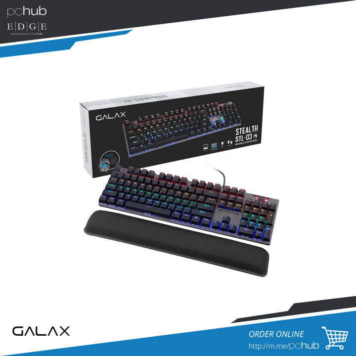 PChub | Galax Stealth 03, mkb mech keyboard + wristpad included, blue ...