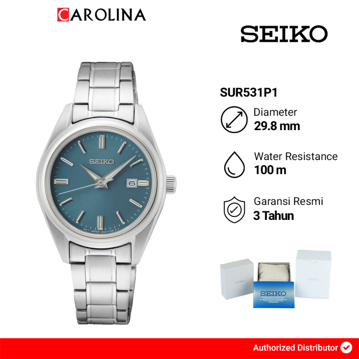 Jam Tangan Wanita Seiko Classic SUR531P1 Blue Dial Stainless Steel Band ...