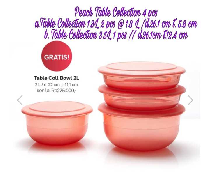 Tupperware Peach Table Collection 4 pcs. Panci set , table collection ...