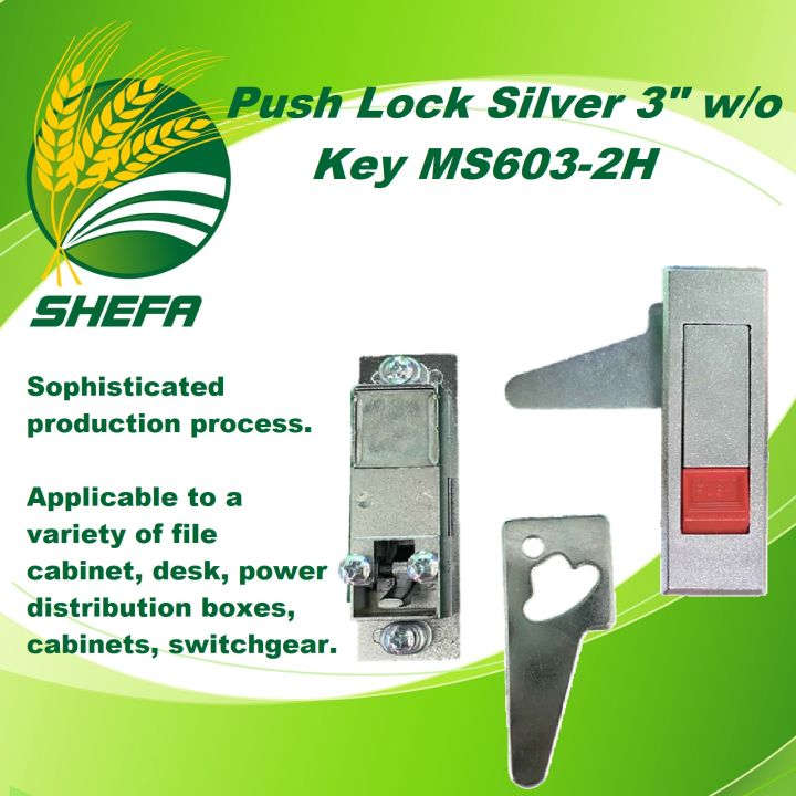 SHEFA Push Button Door Lock for Data Panel Electrical Box Silver Powder ...