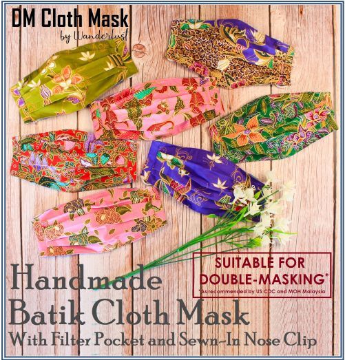 Handmade Batik Cloth Face Mask in Beautiful Designs (With Nose Clip and ...