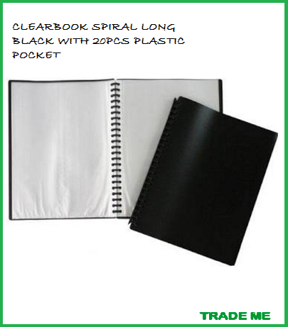 CLEARBOOK SPIRAL A4 with 20 sheets Plastic Pocket Refillable (23 holes ...