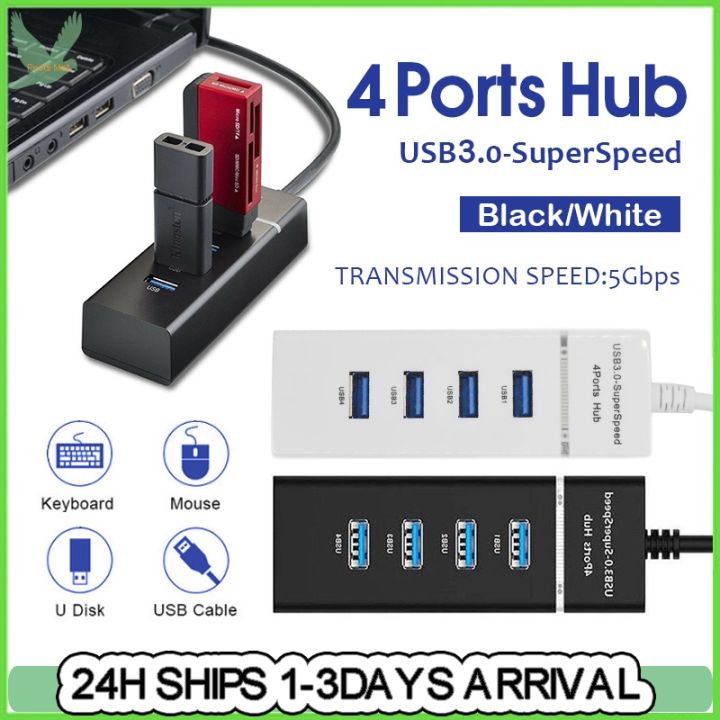 4 Port USB 3.0 Hub Splitter High Speed Multiport Slim USB Hub Adapter ...