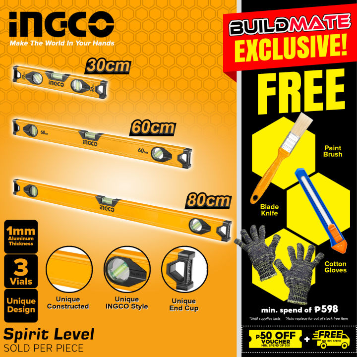 BUILDMATE Ingco Spirit Level 30CM-40CM Leveling Tool Aluminum Spirit ...