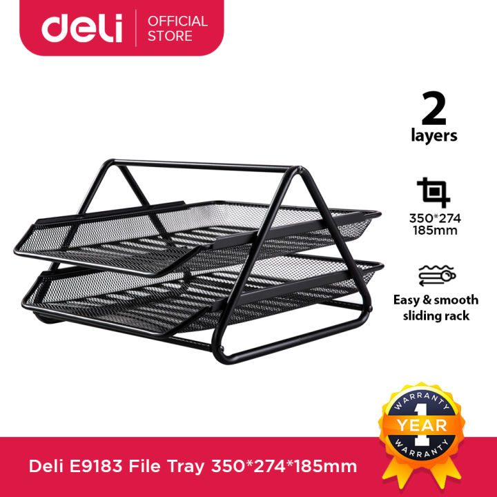 Deli Office supplies desk tray/wire mesh Double-layer file tray/basket ...