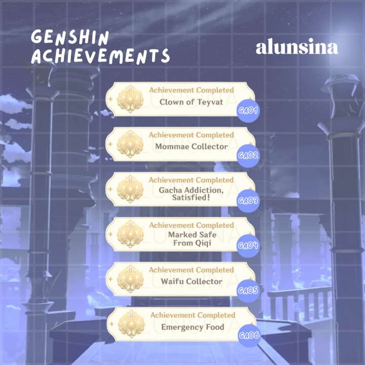 Genshin Impact Achievements | Waterproof Stickers | Alunsina | Lazada PH