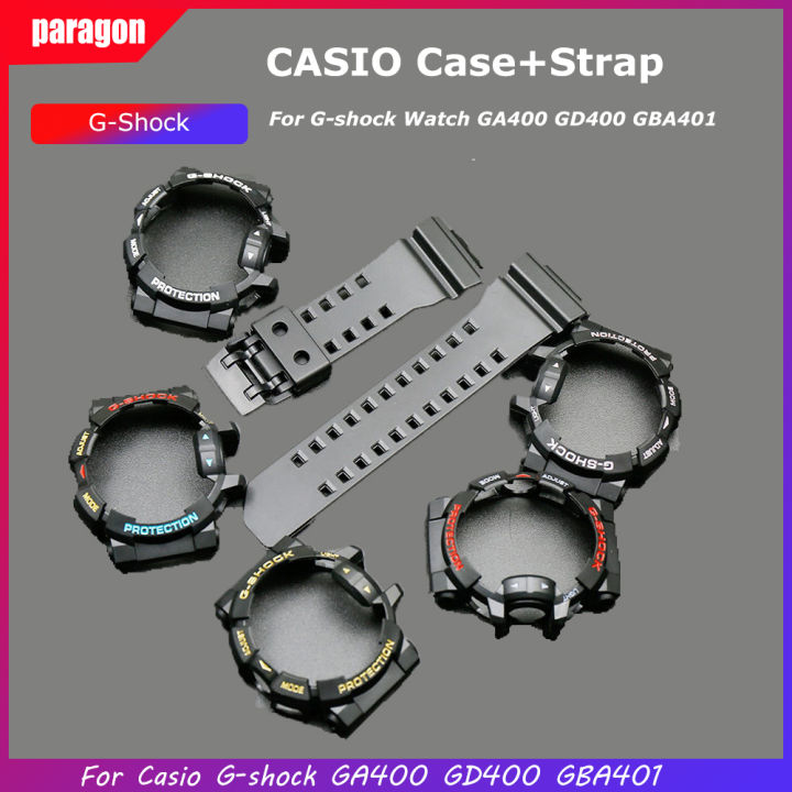 Rubber Strap + Case Silicone set For Casio G-SHOCK GA-400 GD-400 GBA401 ...