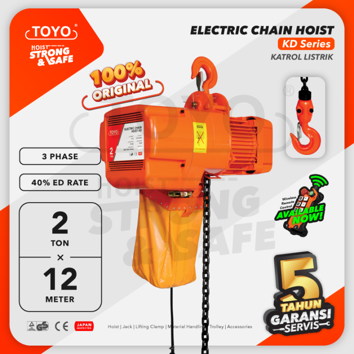 TOYO Electric Chain Hoist 2 Ton x 12 Meter KD Series | Lazada Indonesia
