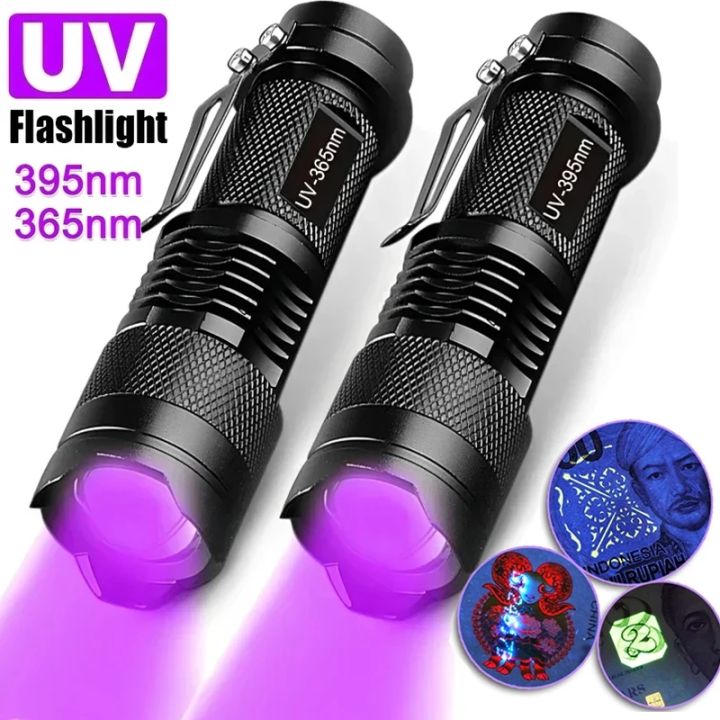 UV Flashlight LED Ultraviolet Torch Zoomable Mini Ultra Violet Lights 395/365nm Inspection Lamp ...