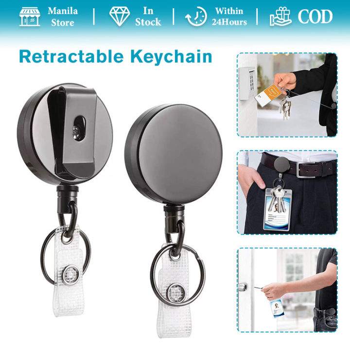 Name Tag Card Badge Reel Metal Badge Holder Clip Key Ring for Name Card ...