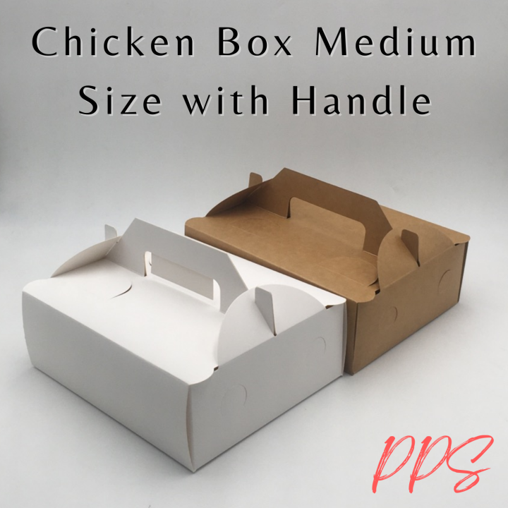 Chicken Box Medium Size with Handle Plain Kraft & Plain White ...