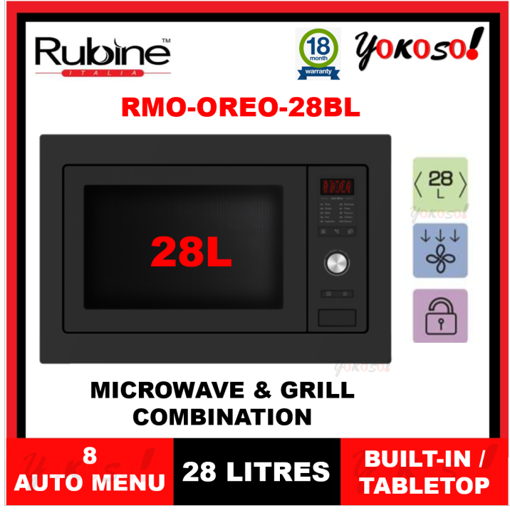 Rubine RMO-OREO-28BL 28L Built-In Microwave Oven With Grill Function ...