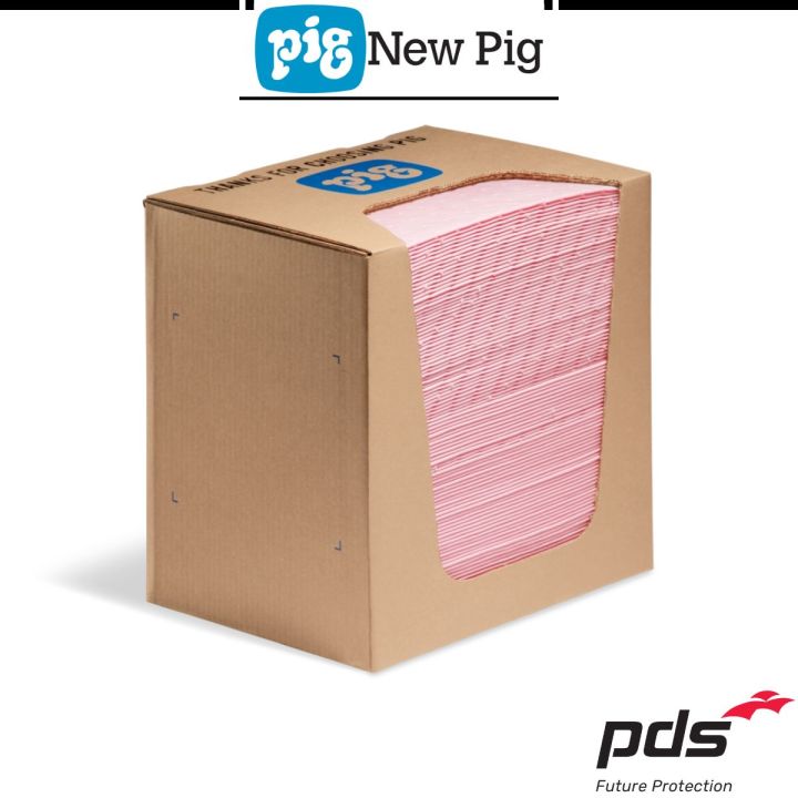 New Pig Heavy-Duty Pink Chemical Absorbent Mat Pad, Multipurpose HazMat ...