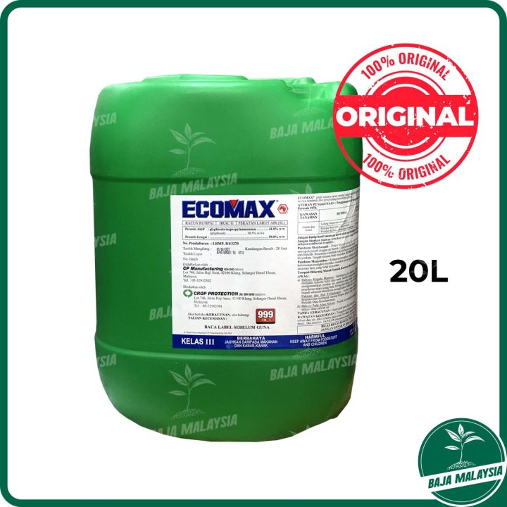 ECOMAX 20 Liter Herbicide Glyphosate 41% Weed Grass Killer Grasskiller ...
