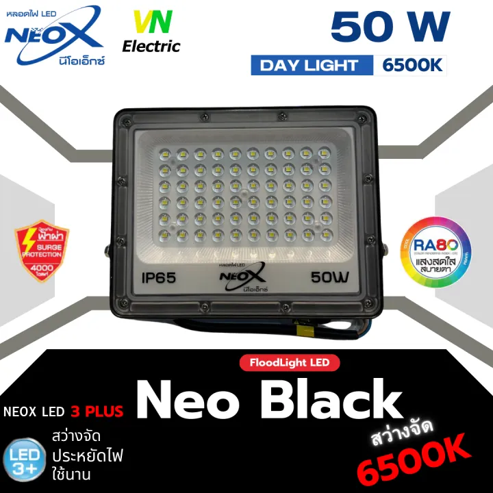 NeoX โคมไฟฟลัดไลท์ LED ขนาด 50W 100W 150W 200W รุ่น NeoBlack NEOX spotlight ประกัน 1 ปี แสงขาว ...