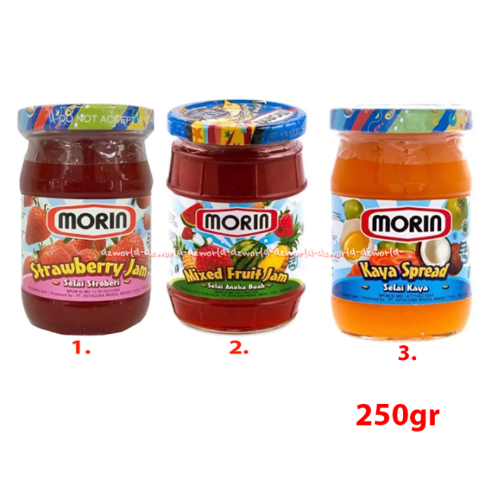 Morin 250gr Selai Strawberry Jam Mixed Fruit Kaya Spread Kemasan Botol ...