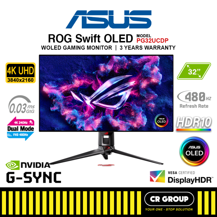 ROG Swift OLED PG32UCDP 31.5-inch Dual Mode 4K 240Hz /FHD 480Hz WOLED Gaming Monitor (3Yrs ASUS ...