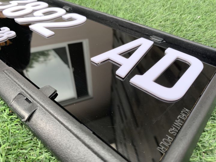 Variasi Custom Plat Nomor Mobil 3D Timbul Bahan Akrilik Hitam Putih ...