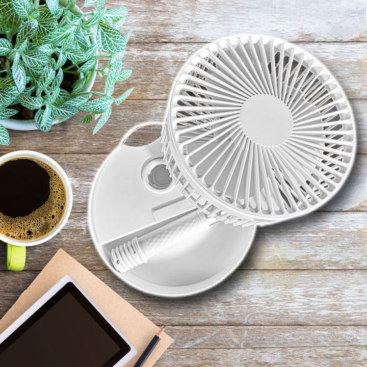 Wireless Rechargeable Foldable Table Stand Fan [WHITE] | Lazada PH