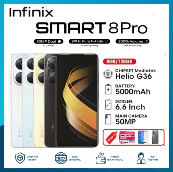 Sale !!! Infinix Smart 8 PRO RAM 8/128 GB BATTERY Type 5000 mAh - Garansi | Lazada Indonesia