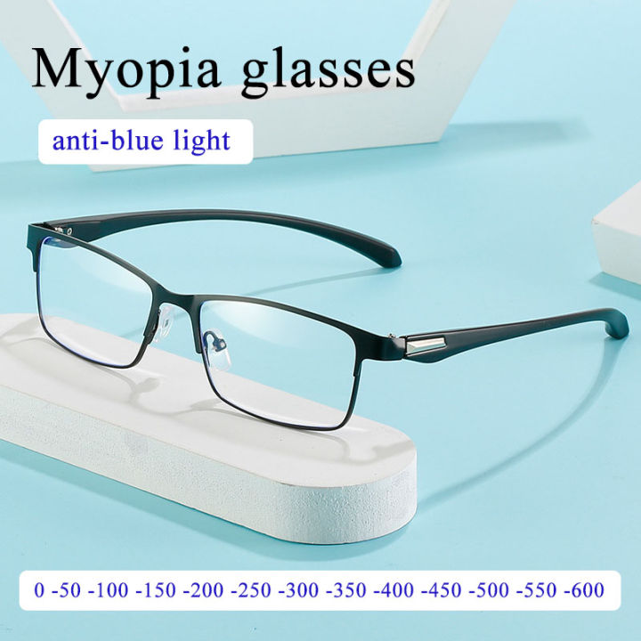 New Anti Blue Light Myopia Glasses For Men Metal Frame Myopia Glasses ...