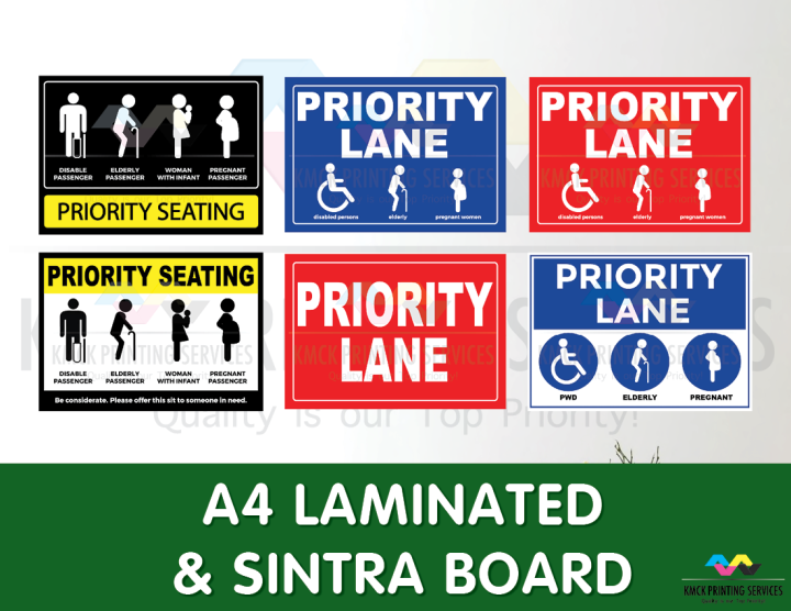 Priority Lane | Priority Seating | Disable | Elderly | Pregnant | Woman ...