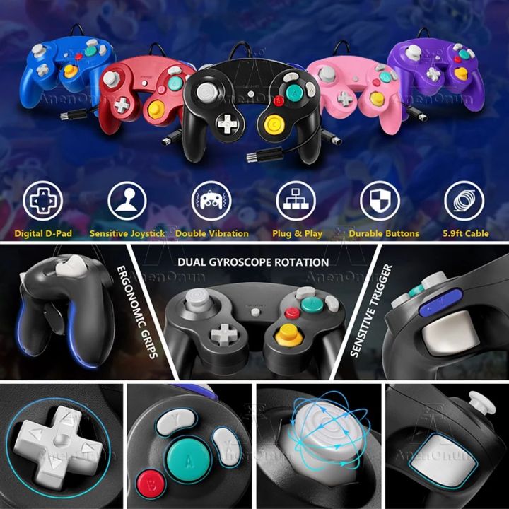 Gamecube/Wii Controller NGC Classic Wired Remote Gamepad Vibration ...