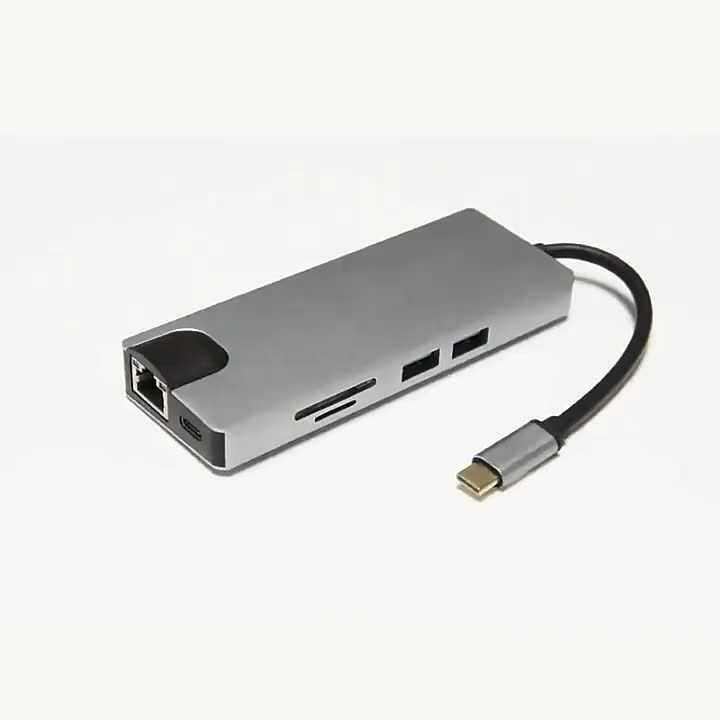 8 in 1 Type-c Turn rj45 Gigabit HDMI Expansion dock USB3.0HUB Converter ...