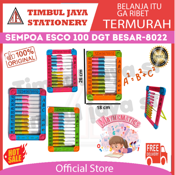 Sempoa besar esco 100 digit alat belajar berhitung mainan montessori ...