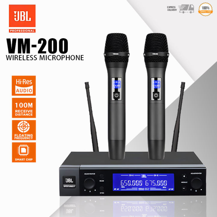 ไมโครโฟนไร้สาย JBL_VM200 ไมโครโฟนโลหะไร้สาย ระยะรับ UHF FM 100M ป้องกัน ...
