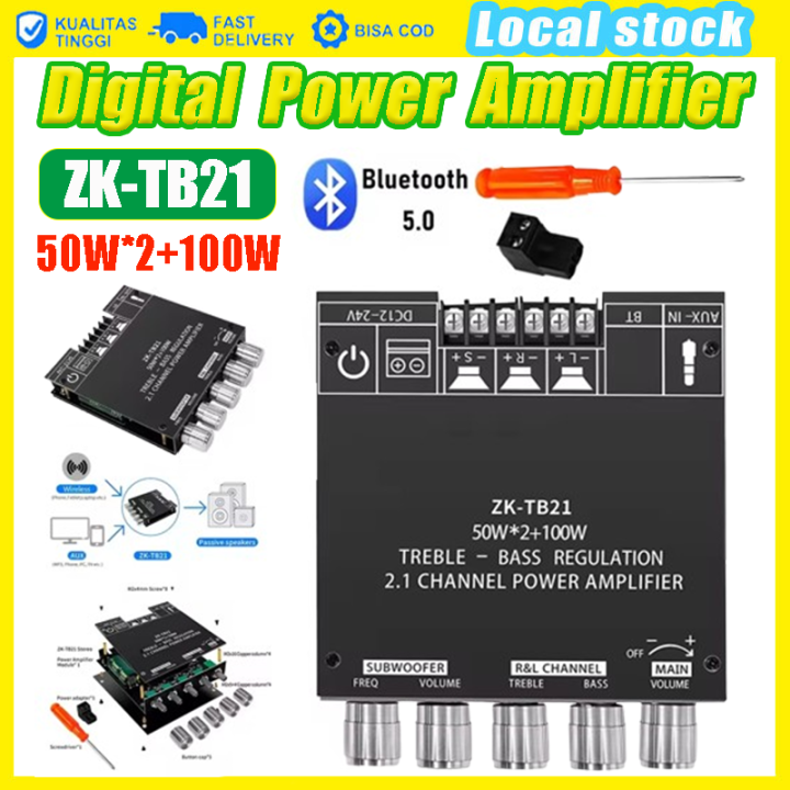 ZK-TB21 TPA3116D2 Bluetooth 5.0 Penguat Subwoofer Papan 50WX2 + 100W 2.1 Channel Power Audio ...