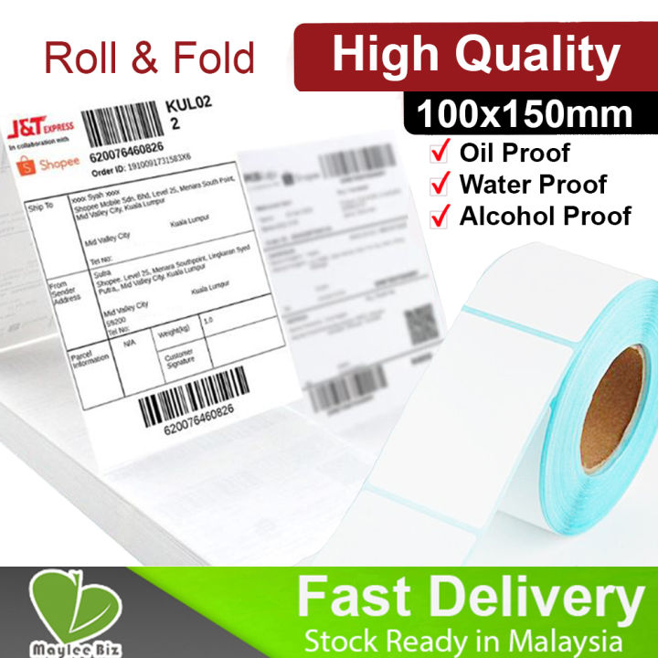 350/500Pcs Roll Fold A6 Waybill Thermal Paper Airway Bill Courier Bag ...