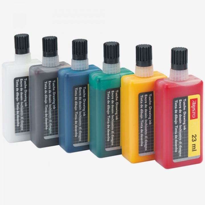 ARISTO Technical Drawing Ink 23ml - Yellow, Black, Blue, Red, Green ...