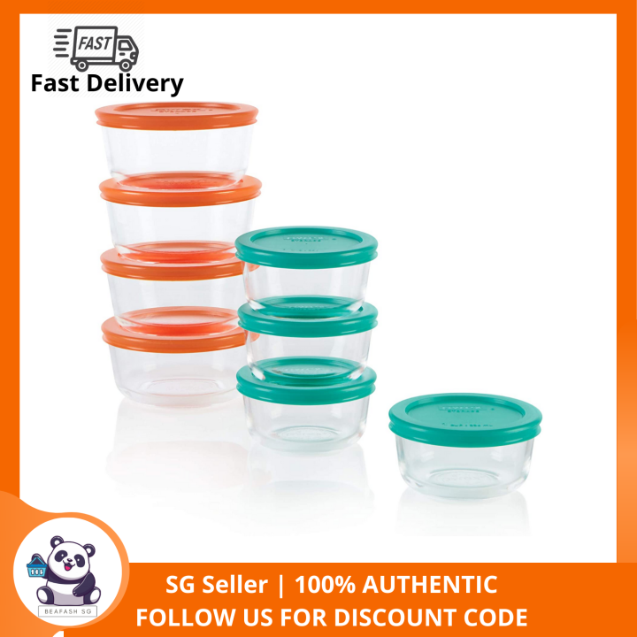 Pyrex 1136618 Simply Store Meal Prep Glass Food Storage Containers (16 ...