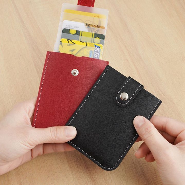 Pull-Out Leather Card Wallet Card Organizer Mini Coin Money Holder ...