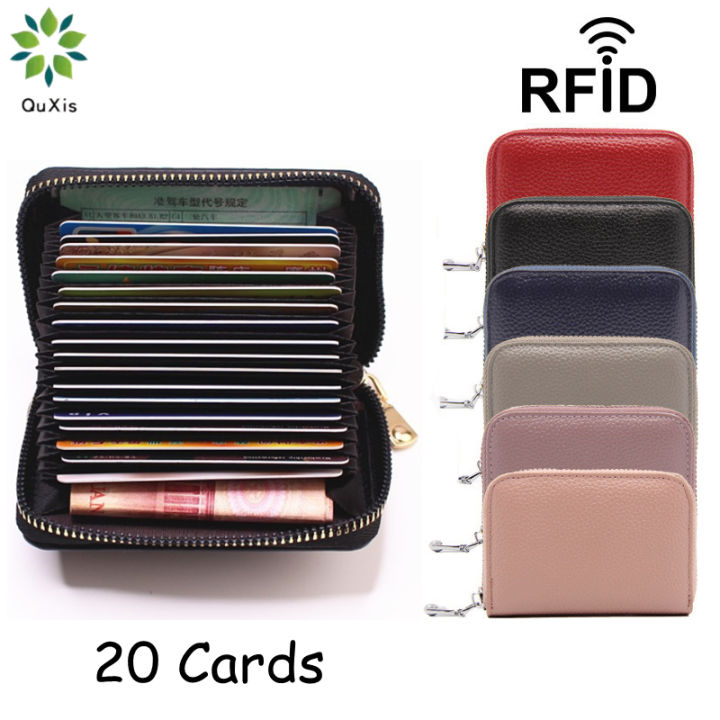 QuXis 20 Cards Business Card Holder Wallet Women/Men Gray Bank/ID ...