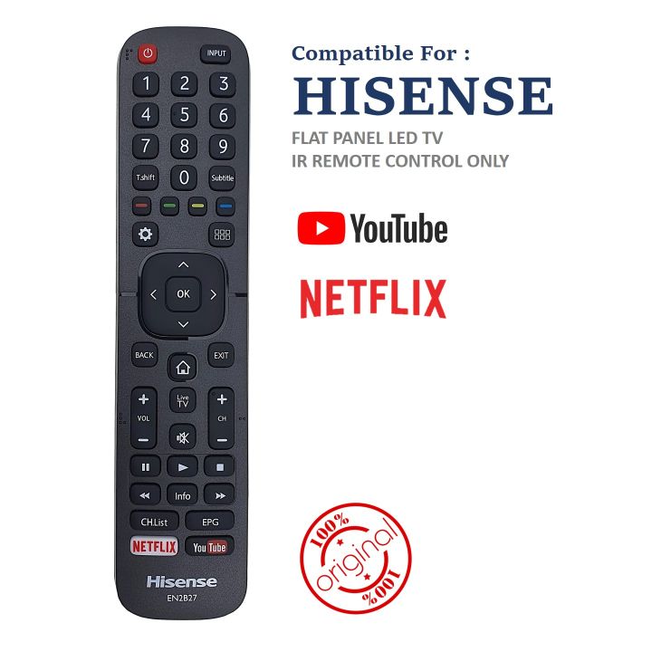 Original Hisense EN2B27 Smart Led Flat Panel TV Remote Control with ...