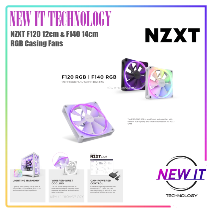 NZXT F120 12cm & F140 14cm RGB DUO Desktop Casing Fans Advanced RGB ...