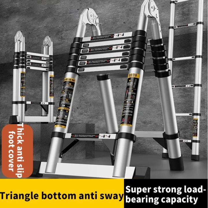 Household telescopic frame ladder, multi-function telescopic ladder,straight ladder, folding ...