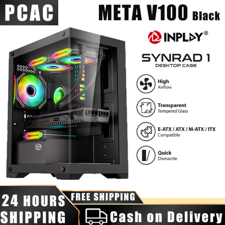 INPLAY Pc Case with Fans Computer Gaming Desktop Matx Table Tempered ...