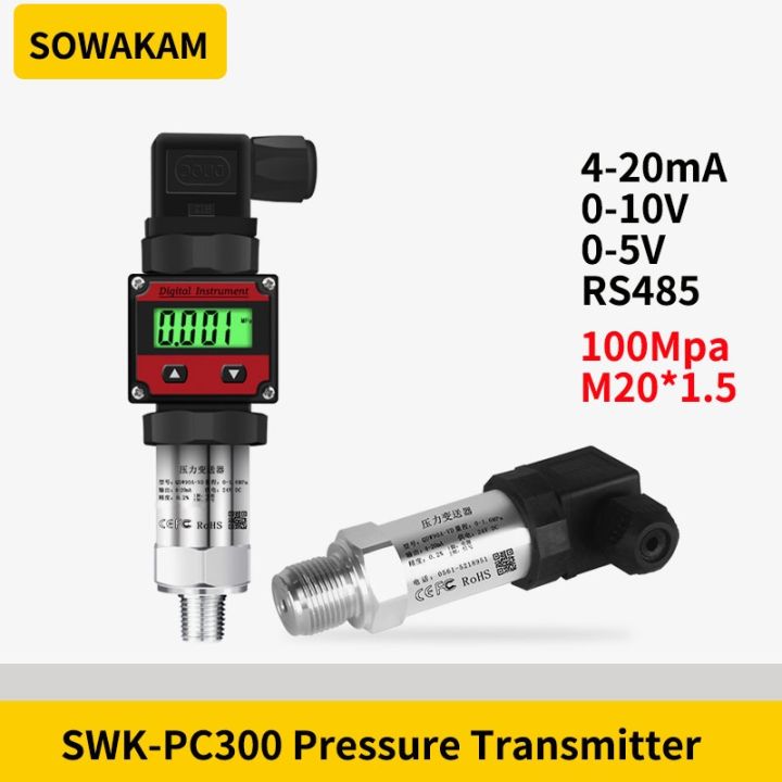☄№ 100Mpa Water Oil Fuel Gas Air Pressure Sensor M20x1.5 DC12V 4 20mA 10V 5V RS485 Optional ...