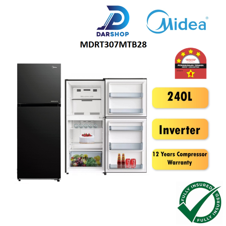 Midea Refrigerator 2 Door Inverter 240L Fridge Peti Sejuk Peti Ais 2 ...