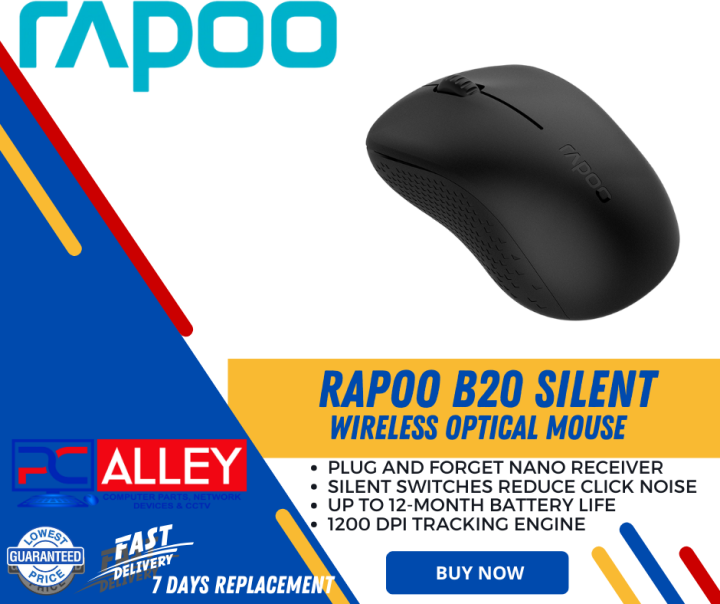 RAPOO B20 SILENT WIRELESS MOUSE (BLACK) I | Lazada PH