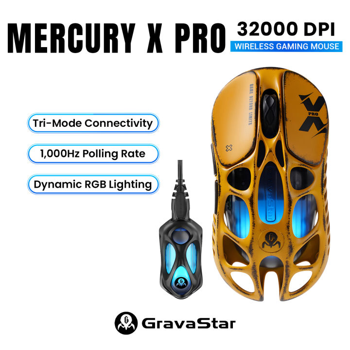 GravaStar Mercury X Pro 8KHz Wireless Gaming Mouse – Ultra-Light 49g ...