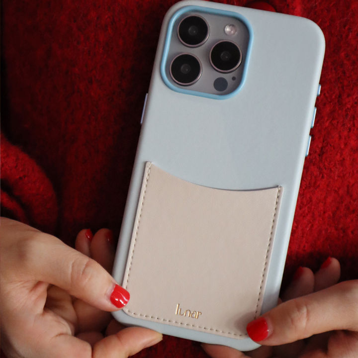 Lunar - Classic arch case (ฺBlue Pearl) เคสมือถือผลิตจากหนัง vegan ...